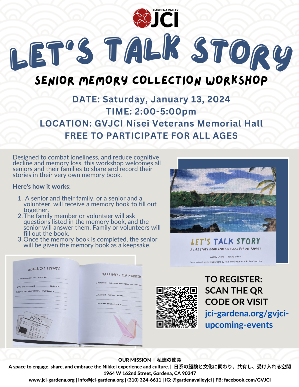 Senior Memory Collection Workshop – Let's Talk Story Club